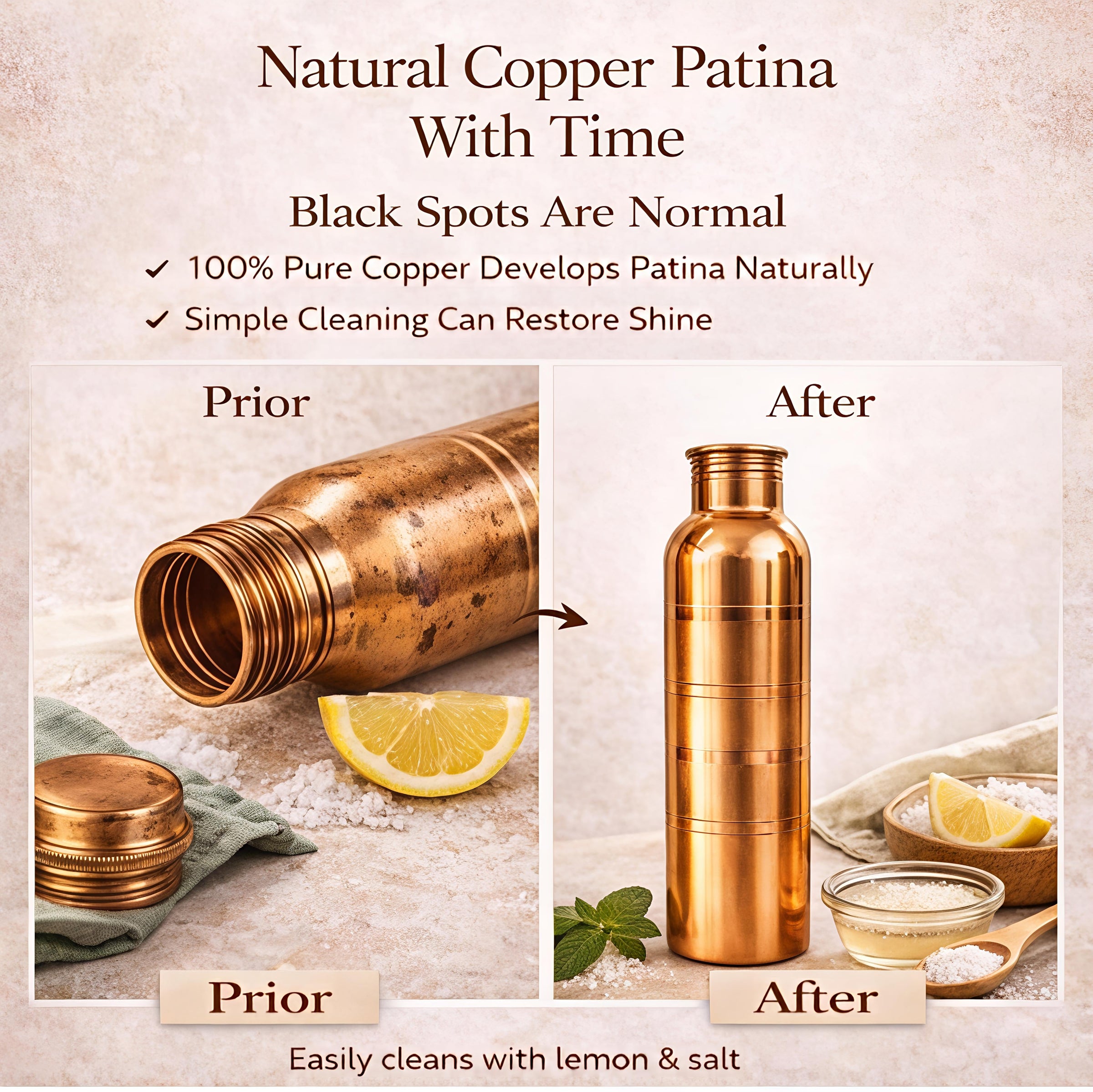 Pure Copper Water Bottle with silver touch – Copper Water Bottle — Desi ...